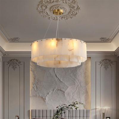 China Plafond Lighting For Bedroom Living Room Modern Luxury Round LED Hanging Pendant Lamp Marble Chandelier Rock Alabaster Chandelier(WH-MI-486) for sale
