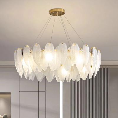 China Nordic home decor dining room Pendant lamp lights indoor lighting Ceiling lamp hanging light Glass Feather Chandelier(WH-MI-487) for sale