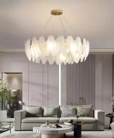 China Nordic home decor dining room Pendant lamp lights indoor lighting Ceiling lamp hanging light Glass Feather Chandelier(WH-MI-487) for sale