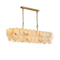 China Trendy Marble Series Chrome Gold LED High Ceiling Chandelier Alabaster Shell Brass Chandelier (WH-MI-488) for sale