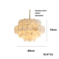 China Trendy Marble Series Chrome Gold LED High Ceiling Chandelier Alabaster Shell Brass Chandelier (WH-MI-488) for sale