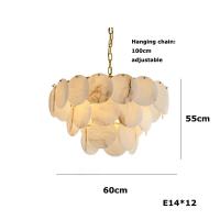 China Trendy Marble Series Chrome Gold LED High Ceiling Chandelier Alabaster Shell Brass Chandelier (WH-MI-488) for sale