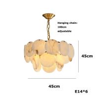 China Trendy Marble Series Chrome Gold LED High Ceiling Chandelier Alabaster Shell Brass Chandelier (WH-MI-488) for sale