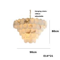 China Trendy Marble Series Chrome Gold LED High Ceiling Chandelier Alabaster Shell Brass Chandelier (WH-MI-488) for sale