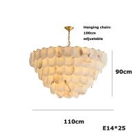 China Trendy Marble Series Chrome Gold LED High Ceiling Chandelier Alabaster Shell Brass Chandelier (WH-MI-488) for sale