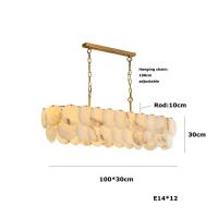 China Trendy Marble Series Chrome Gold LED High Ceiling Chandelier Alabaster Shell Brass Chandelier (WH-MI-488) for sale