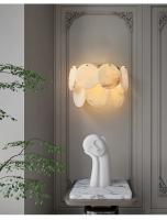 China Trendy Marble Series Chrome Gold LED High Ceiling Chandelier Alabaster Shell Brass Chandelier (WH-MI-488) for sale