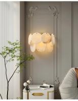 China Trendy Marble Series Chrome Gold LED High Ceiling Chandelier Alabaster Shell Brass Chandelier (WH-MI-488) for sale