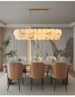 China Trendy Marble Series Chrome Gold LED High Ceiling Chandelier Alabaster Shell Brass Chandelier (WH-MI-488) for sale