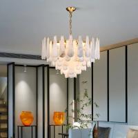 China Postmodern Designer Big Hanging Lamp Luxury Natural Marble All Brass Ceiling Chandeliers Leon Chandelier(WH-MI-489) for sale