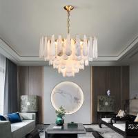 China Postmodern Designer Big Hanging Lamp Luxury Natural Marble All Brass Ceiling Chandeliers Leon Chandelier(WH-MI-489) for sale