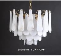 China Postmodern Designer Big Hanging Lamp Luxury Natural Marble All Brass Ceiling Chandeliers Leon Chandelier(WH-MI-489) for sale