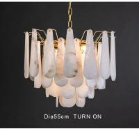 China Postmodern Designer Big Hanging Lamp Luxury Natural Marble All Brass Ceiling Chandeliers Leon Chandelier(WH-MI-489) for sale