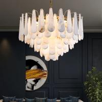 China Postmodern Designer Big Hanging Lamp Luxury Natural Marble All Brass Ceiling Chandeliers Leon Chandelier(WH-MI-489) for sale