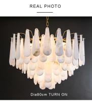 China Postmodern Designer Big Hanging Lamp Luxury Natural Marble All Brass Ceiling Chandeliers Leon Chandelier(WH-MI-489) for sale