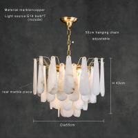 China Postmodern Designer Big Hanging Lamp Luxury Natural Marble All Brass Ceiling Chandeliers Leon Chandelier(WH-MI-489) for sale