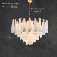 China Postmodern Designer Big Hanging Lamp Luxury Natural Marble All Brass Ceiling Chandeliers Leon Chandelier(WH-MI-489) for sale