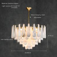 China Postmodern Designer Big Hanging Lamp Luxury Natural Marble All Brass Ceiling Chandeliers Leon Chandelier(WH-MI-489) for sale