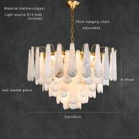 China Postmodern Designer Big Hanging Lamp Luxury Natural Marble All Brass Ceiling Chandeliers Leon Chandelier(WH-MI-489) for sale