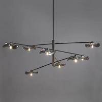 China Simplicity Dining Room LED Chandelier Personality Modern Black Pendant Light Lotus Leaves Glass Chandelier(WH-MI-490) for sale