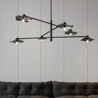 China Simplicity Dining Room LED Chandelier Personality Modern Black Pendant Light Lotus Leaves Glass Chandelier(WH-MI-490) for sale