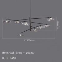 China Simplicity Dining Room LED Chandelier Personality Modern Black Pendant Light Lotus Leaves Glass Chandelier(WH-MI-490) for sale