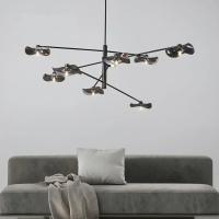 China Simplicity Dining Room LED Chandelier Personality Modern Black Pendant Light Lotus Leaves Glass Chandelier(WH-MI-490) for sale