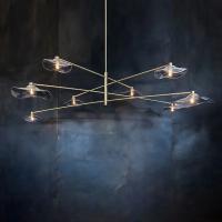 China Simplicity Dining Room LED Chandelier Personality Modern Black Pendant Light Lotus Leaves Glass Chandelier(WH-MI-490) for sale
