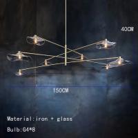 China Simplicity Dining Room LED Chandelier Personality Modern Black Pendant Light Lotus Leaves Glass Chandelier(WH-MI-490) for sale