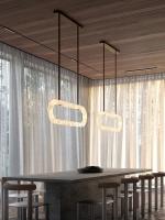China LED Dimmable Natural Marble Desing Leather Belt Chandelier Lighting (WH-MI-492) for sale