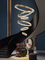 China Duplex Stairs Chandelier Modern Luxury Rings Crystal Large Pendant Lamp Luxury Circle Crystal Chandelier(WH-MI-494) for sale