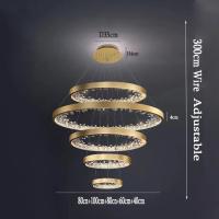 China Duplex Stairs Chandelier Modern Luxury Rings Crystal Large Pendant Lamp Luxury Circle Crystal Chandelier(WH-MI-494) for sale