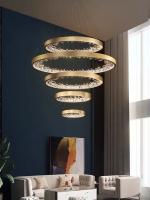 China Duplex Stairs Chandelier Modern Luxury Rings Crystal Large Pendant Lamp Luxury Circle Crystal Chandelier(WH-MI-494) for sale