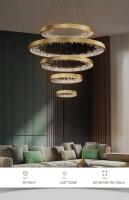 China Duplex Stairs Chandelier Modern Luxury Rings Crystal Large Pendant Lamp Luxury Circle Crystal Chandelier(WH-MI-494) for sale