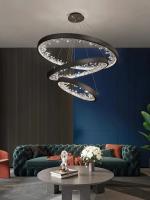 China Duplex Stairs Chandelier Modern Luxury Rings Crystal Large Pendant Lamp Luxury Circle Crystal Chandelier(WH-MI-494) for sale