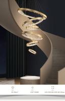 China Duplex Stairs Chandelier Modern Luxury Rings Crystal Large Pendant Lamp Luxury Circle Crystal Chandelier(WH-MI-494) for sale