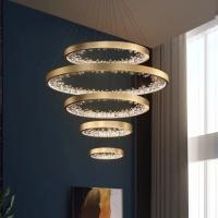 China Duplex Stairs Chandelier Modern Luxury Rings Crystal Large Pendant Lamp Luxury Circle Crystal Chandelier(WH-MI-494) for sale