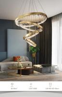 China Duplex Stairs Chandelier Modern Luxury Rings Crystal Large Pendant Lamp Luxury Circle Crystal Chandelier(WH-MI-494) for sale