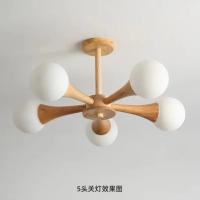 China Nordic Log Art Chandelier Simple Personality Glass Ceiling Lamp Wooden Nera Chandelier(WH-MI-495) for sale