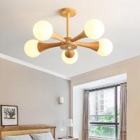 China Nordic Log Art Chandelier Simple Personality Glass Ceiling Lamp Wooden Nera Chandelier(WH-MI-495) for sale