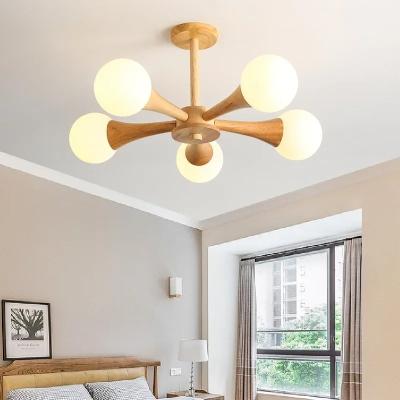 China Nordic Log Art Chandelier Simple Personality Glass Ceiling Lamp Wooden Nera Chandelier(WH-MI-495) for sale