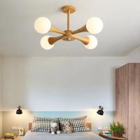 China Nordic Log Art Chandelier Simple Personality Glass Ceiling Lamp Wooden Nera Chandelier(WH-MI-495) for sale