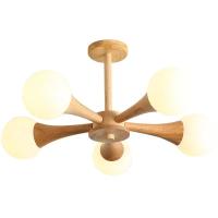 China Nordic Log Art Chandelier Simple Personality Glass Ceiling Lamp Wooden Nera Chandelier(WH-MI-495) for sale