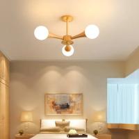 China Nordic Log Art Chandelier Simple Personality Glass Ceiling Lamp Wooden Nera Chandelier(WH-MI-495) for sale