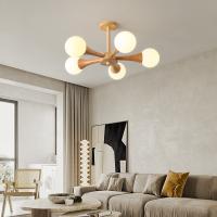 China Nordic Log Art Chandelier Simple Personality Glass Ceiling Lamp Wooden Nera Chandelier(WH-MI-495) for sale