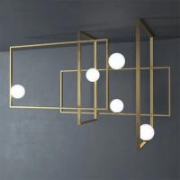 China Post modern Rectangles G4 LED pendant light hanging lamp bedside metal Luminarias Mondrian Glass Ceiling Light(WH-MI-497) for sale
