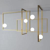 China Post modern Rectangles G4 LED pendant light hanging lamp bedside metal Luminarias Mondrian Glass Ceiling Light(WH-MI-497) for sale