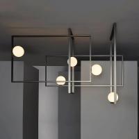 China Post modern Rectangles G4 LED pendant light hanging lamp bedside metal Luminarias Mondrian Glass Ceiling Light(WH-MI-497) for sale