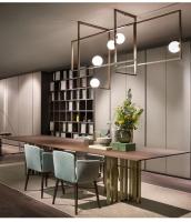 China Post modern Rectangles G4 LED pendant light hanging lamp bedside metal Luminarias Mondrian Glass Ceiling Light(WH-MI-497) for sale