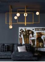 China Post modern Rectangles G4 LED pendant light hanging lamp bedside metal Luminarias Mondrian Glass Ceiling Light(WH-MI-497) for sale